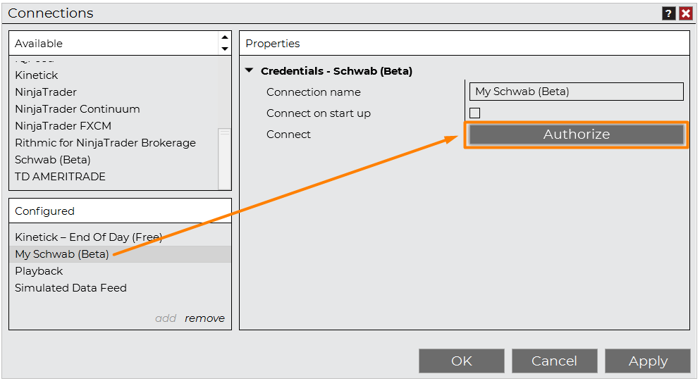 Connecting to Your Schwab Account