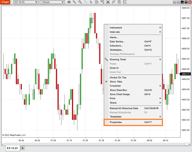 Chart Templates - NinjaTrader Desktop