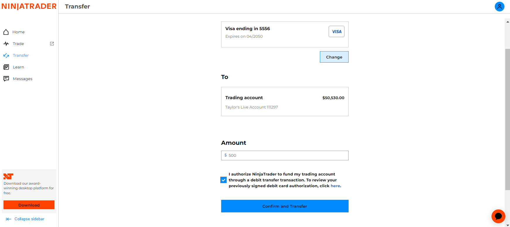 Depositing Funds with a Debit Card