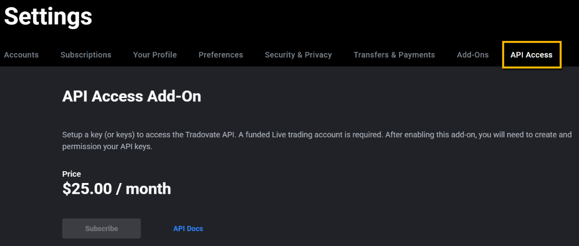 Tradovate Api Access