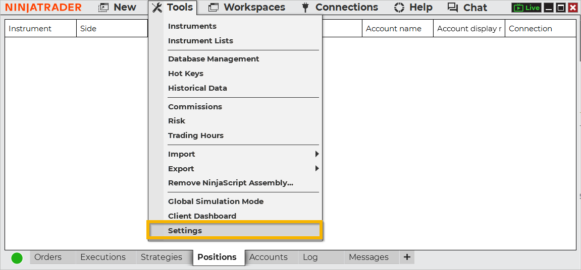 Changing Time Zone - NinjaTrader Desktop