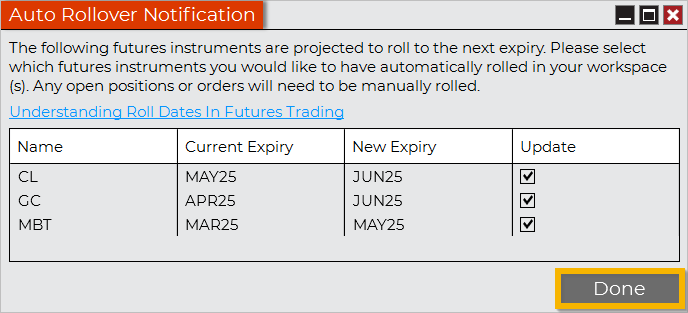 Contract Rollovers - NinjaTrader Desktop