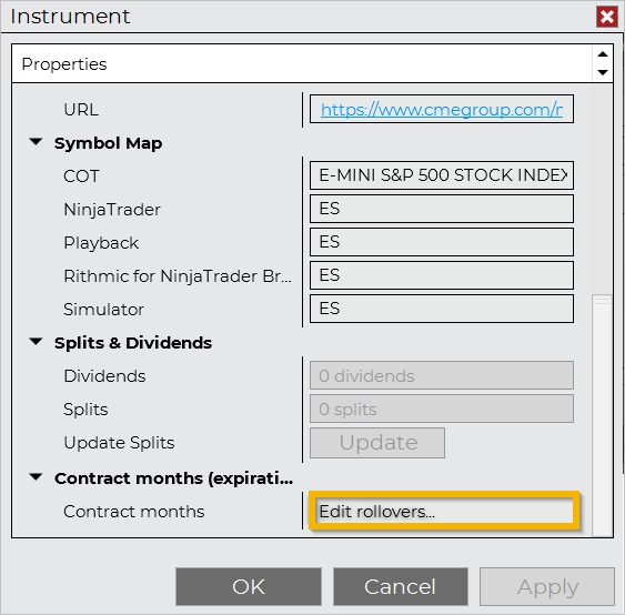Contract Rollovers - NinjaTrader Desktop