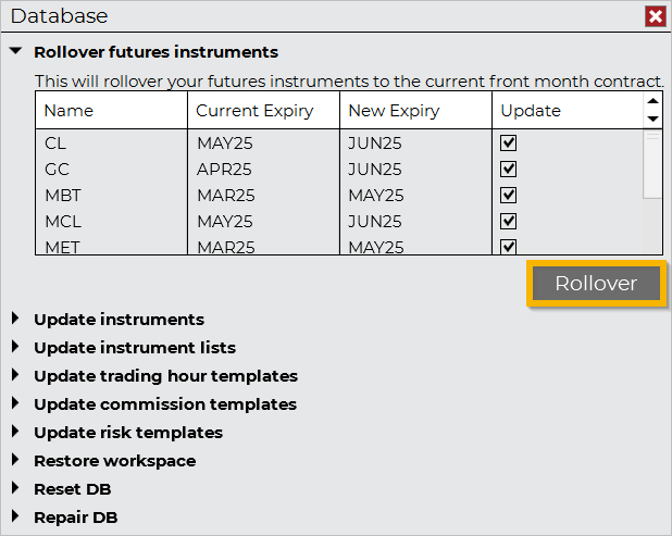Contract Rollovers - NinjaTrader Desktop