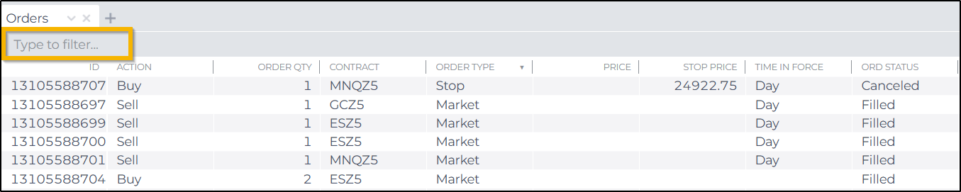 Orders Module - NinjaTrader Web
