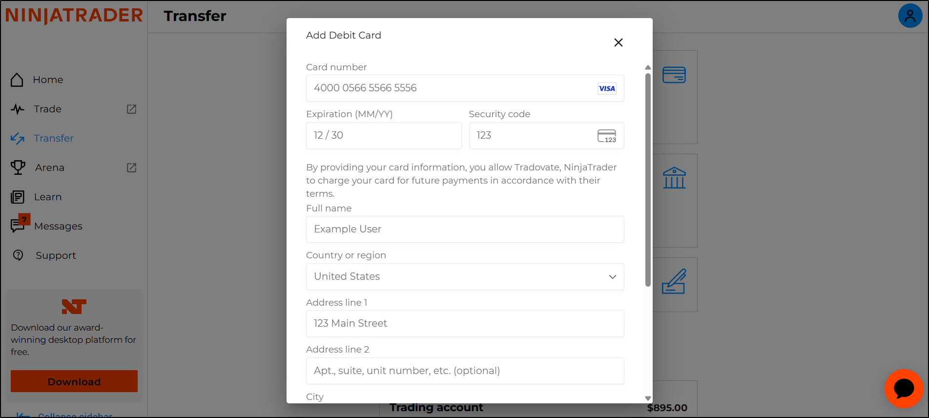 Depositing Funds by Debit Card