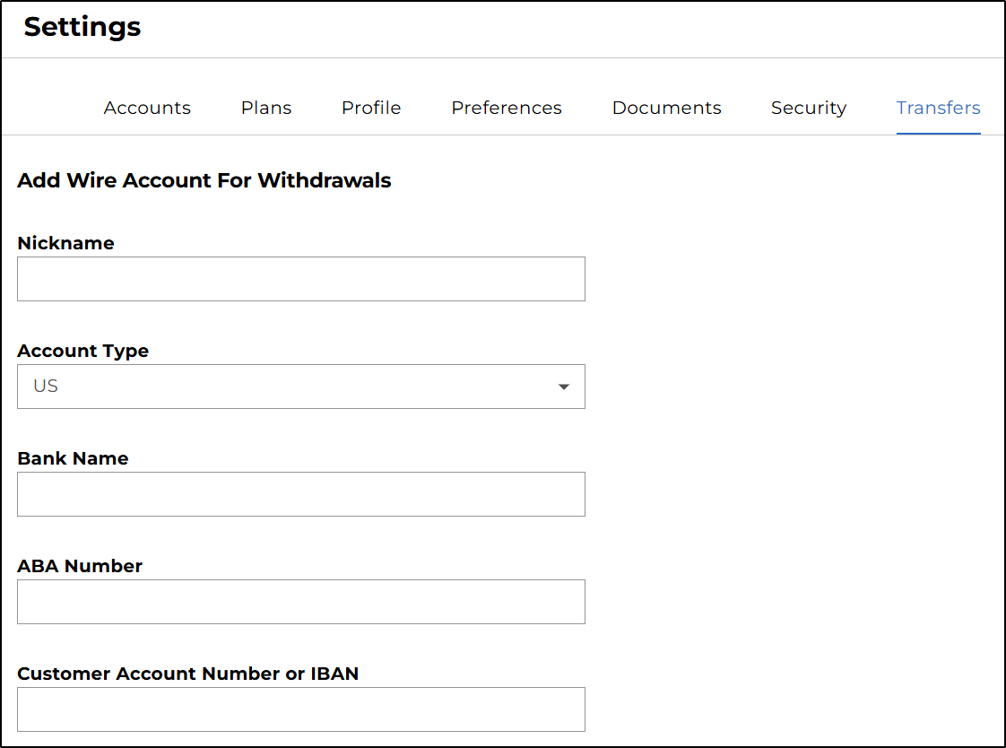 Withdrawing Funds by Wire Transfer