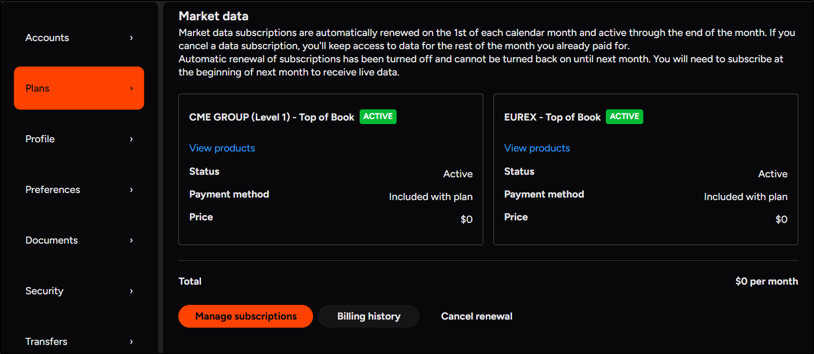 Confirming Active Data Subscriptions