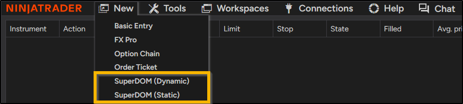 SuperDOM - NinjaTrader Desktop