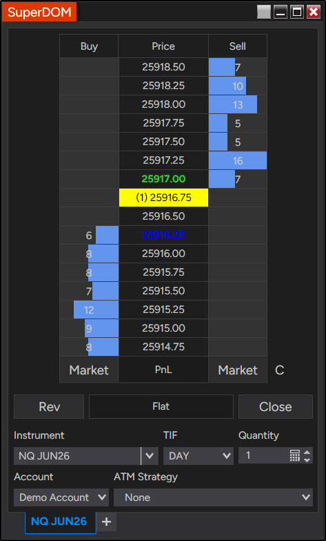 SuperDOM - NinjaTrader Desktop